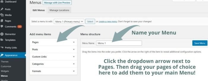 How to Setup Your Website Menu and Main Pages for Your Bog